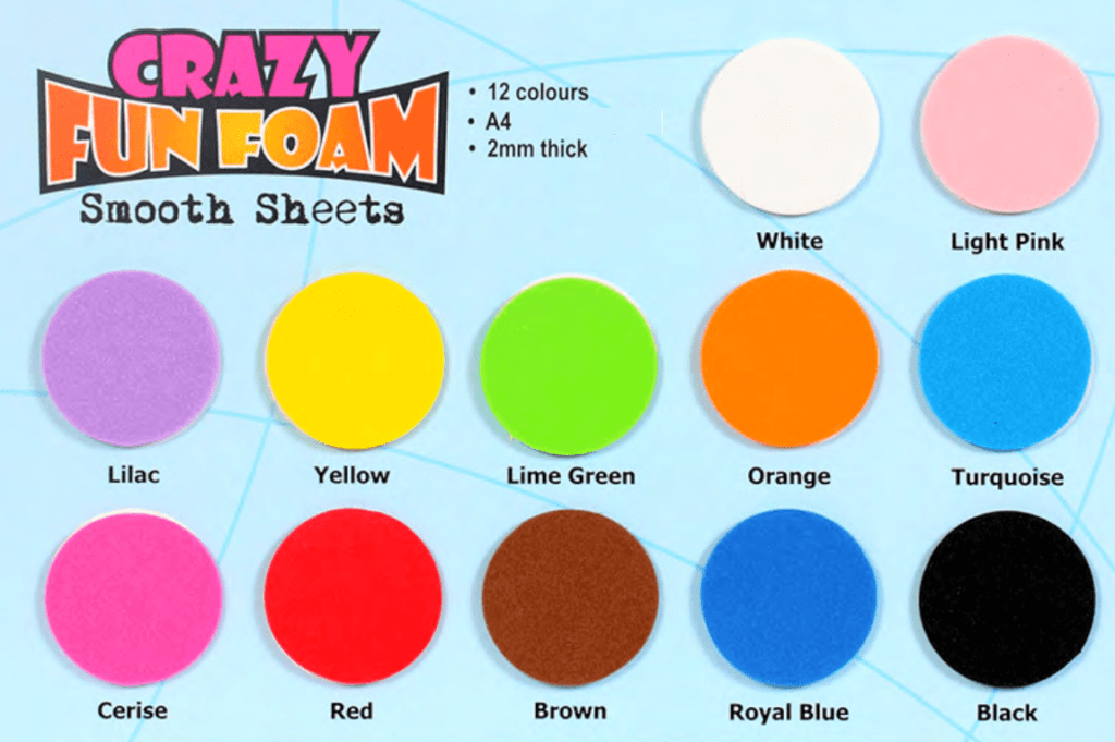 Crazy Fun Foam Smooth Sheets (4mm Thick) - Crafty Arts Crafty Arts