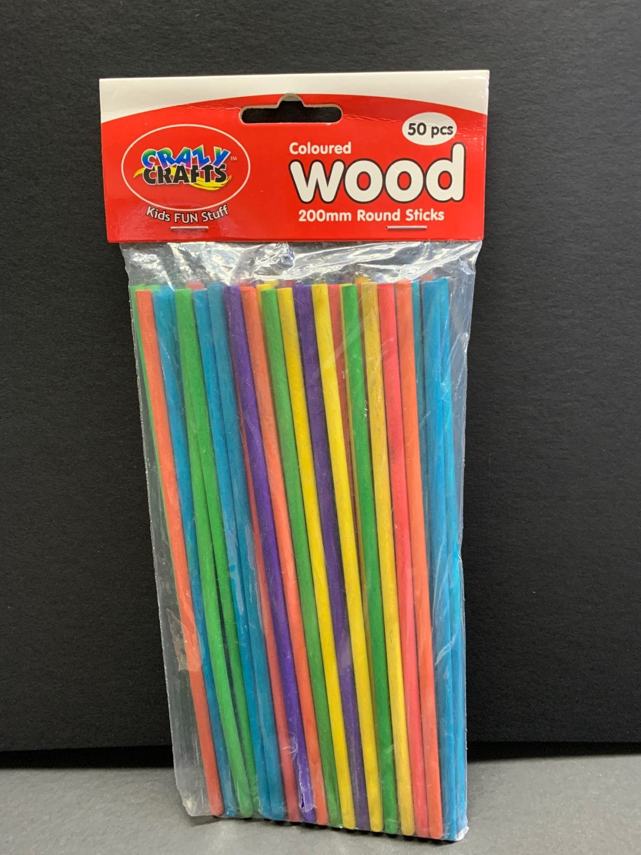 Coloured Wooden Round Sticks (20cm) - Crazy Crafts - Crafty Arts